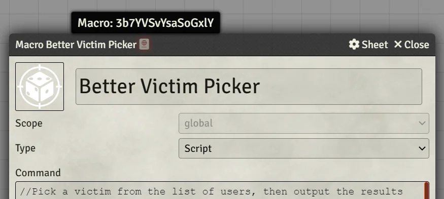 Macro Commands | Foundry Virtual Tabletop